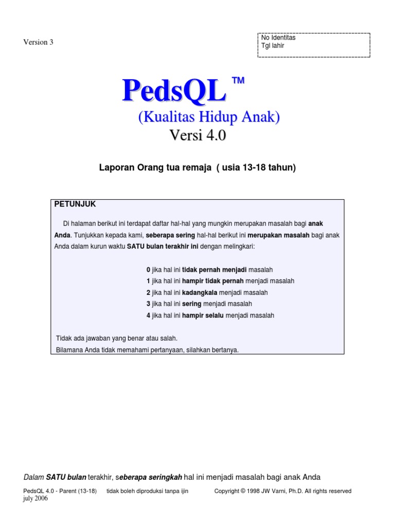Peds QL 13-18 TH | PDF