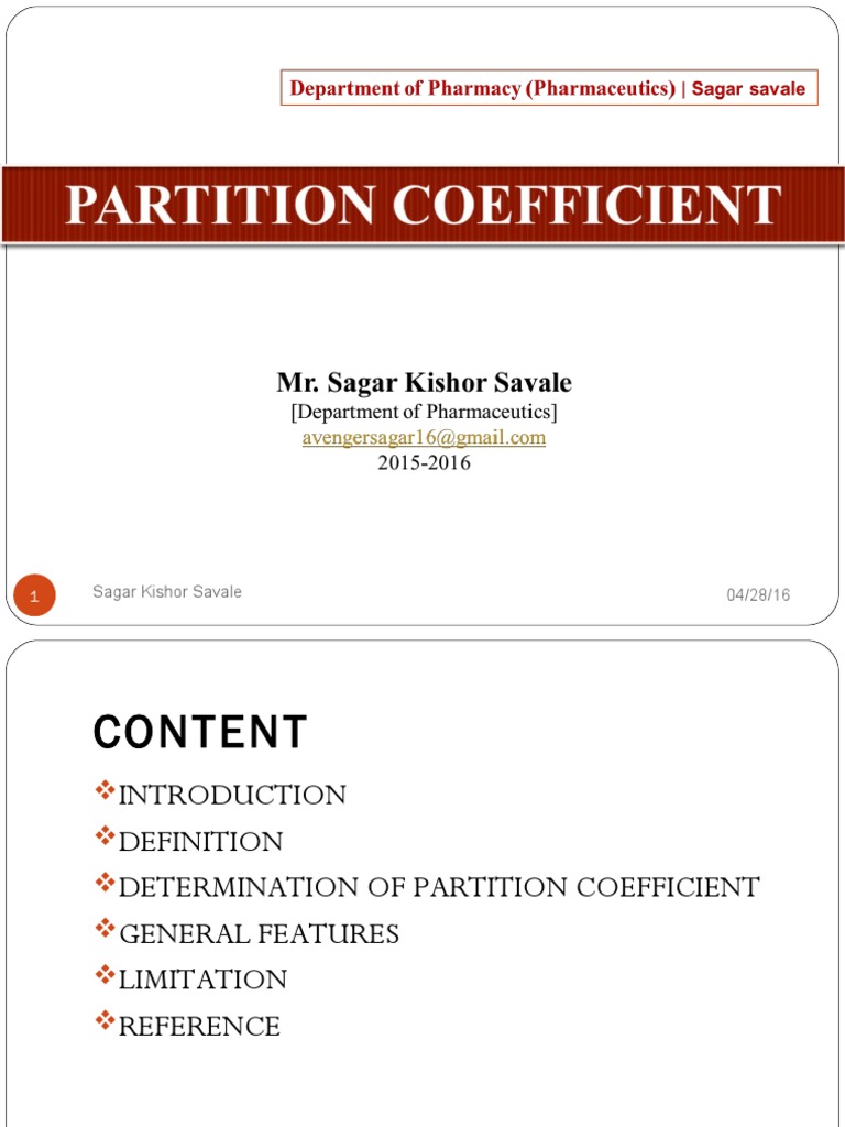 Partition Coefficient | PDF | Solubility | Chemistry