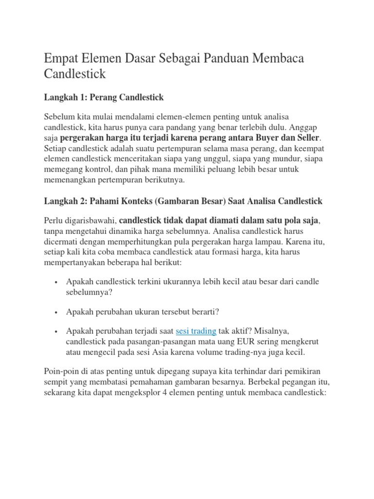 Empat Elemen Dasar Sebagai Panduan Membaca Candlestick | PDF