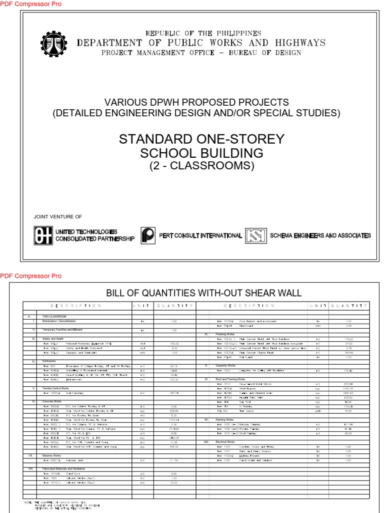 Standard One-Storey School Building: (2 - Classrooms) | PDF ...