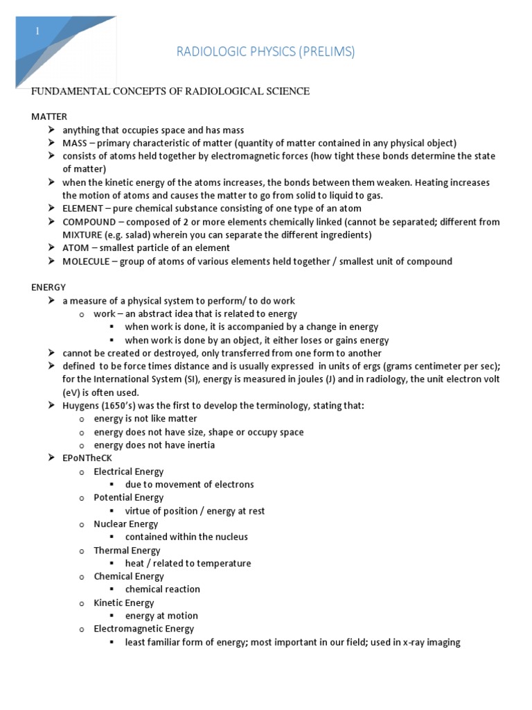 Radiologic Physics (Prelims) | PDF | X Ray | Electromagnetic Radiation