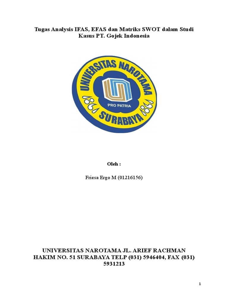 Tugas Analysis IFAS, EFAS Dan Matriks SWOT Dalam Studi Kasus PT. Gojek ...