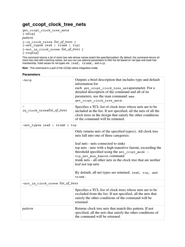 Get Ccopt Clock Tree Nets | PDF | Parameter (Computer Programming) | Areas Of Computer Science