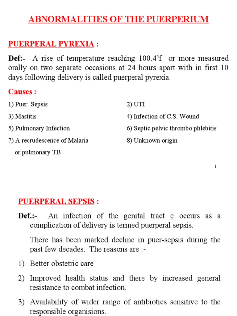 Abnormalities of The Puerperium: Puerperal Pyrexia | PDF | Urinary ...