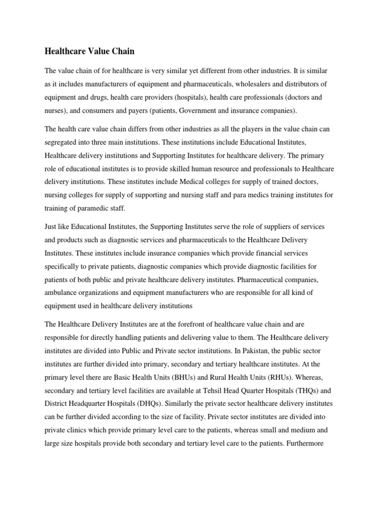 Healthcare Value Chain | PDF | Industries | Health Care
