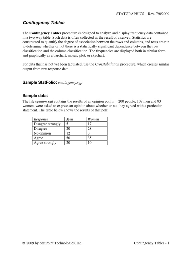 Contingency Tables. | PDF | P Value | Statistical Hypothesis Testing