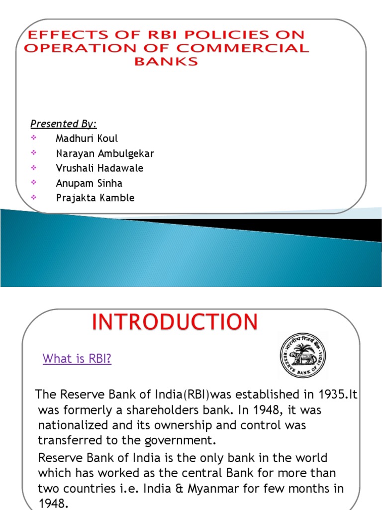 Understanding RBI and Its Policies | PDF | Reserve Bank Of India | Banks
