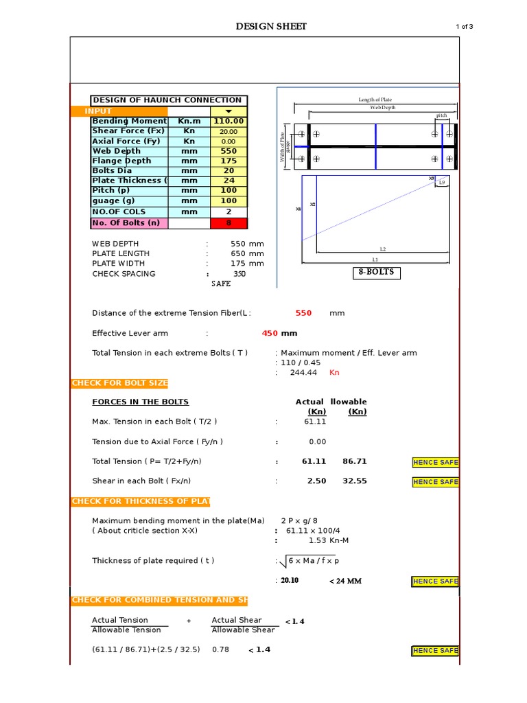 Haunch and Splice End Plate Connection | PDF | Screw | Bending