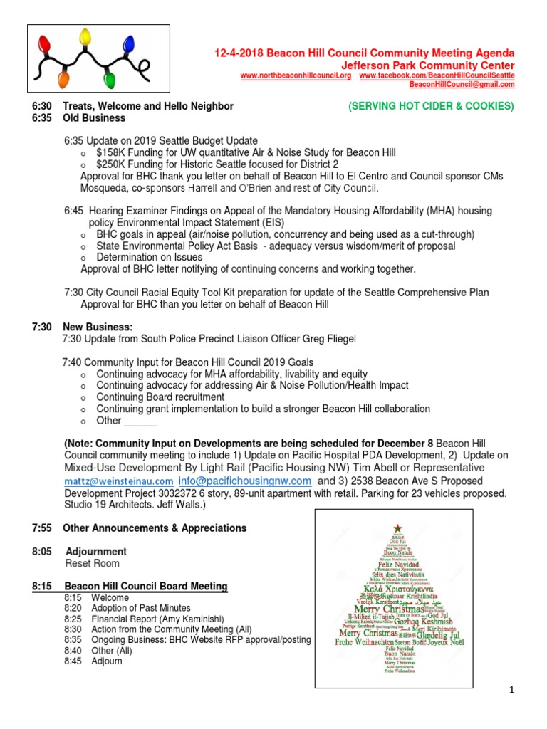 18 BHC Agenda For 12-4 Final | PDF | Government