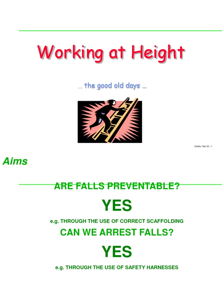 Working at Height Presentation | PDF | Scaffolding | Transport