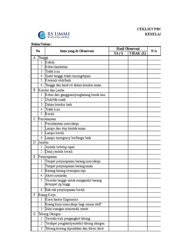 Ceklist Pemeriksaan Fasilitas | PDF