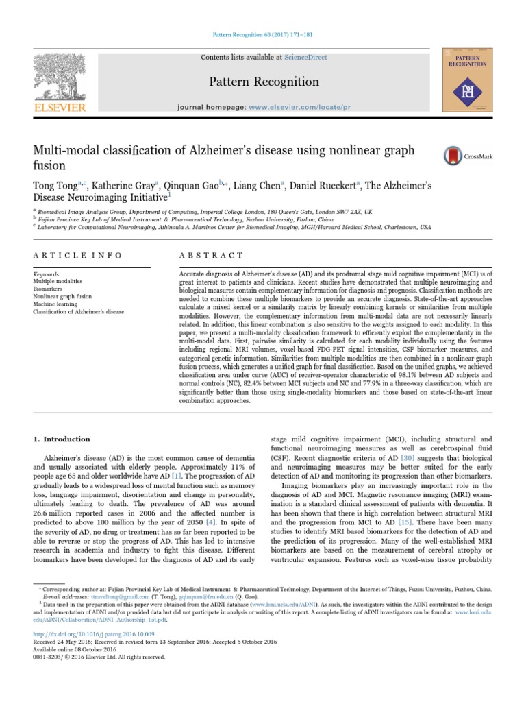 Crossmark: Pattern Recognition | PDF | Medical Imaging | Receiver ...