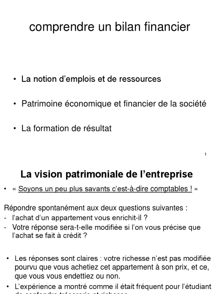 Comprendre Le Bilan Financier | PDF | Dépréciation | Immobilisations