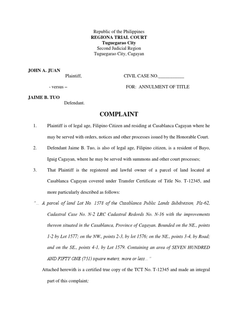 Sample Complaint Legal Forms | PDF | Lawsuit | Complaint