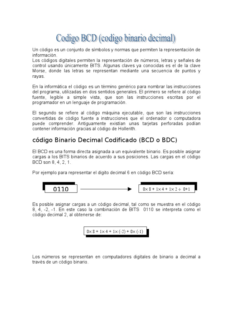 Código Bcd Descargar Gratis Pdf Decimal Codificado En Binario Poco