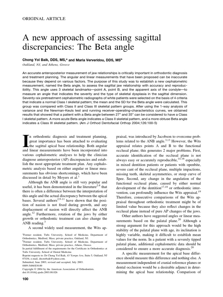 Beta Angle 2003 | PDF | Sensitivity And Specificity | Analysis Of Variance