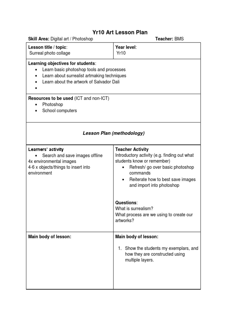 10ARP Surrealist Lesson | PDF