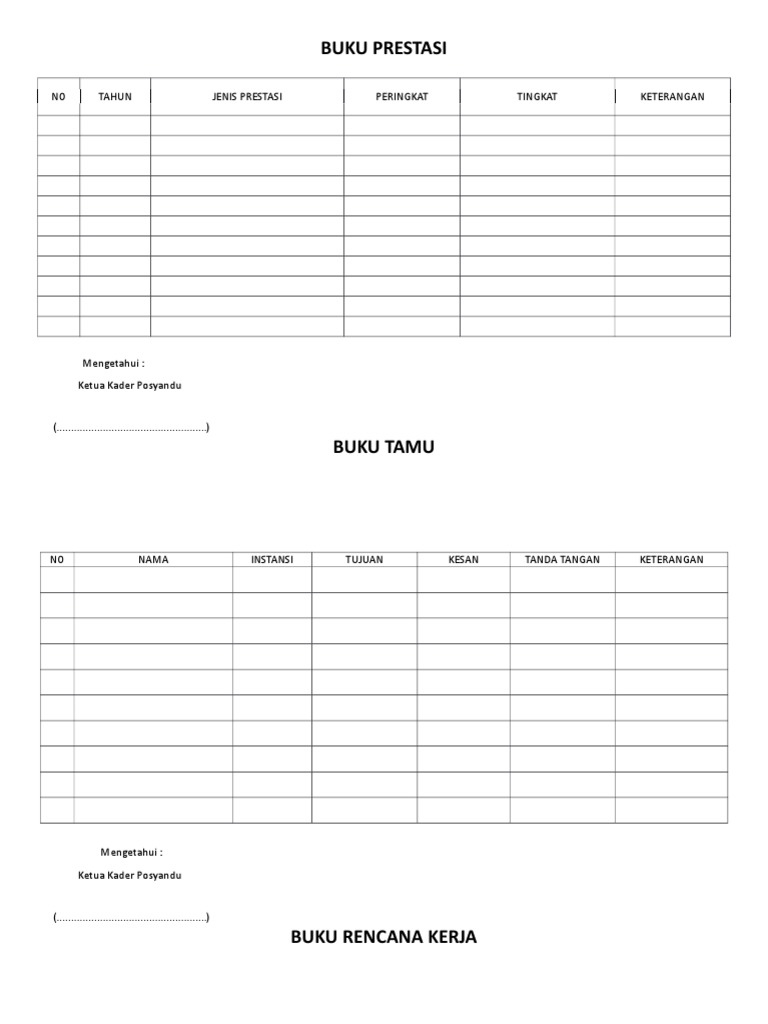 Buku Prestasi: NO Tahun Jenis Prestasi Peringkat Tingkat Keterangan | PDF