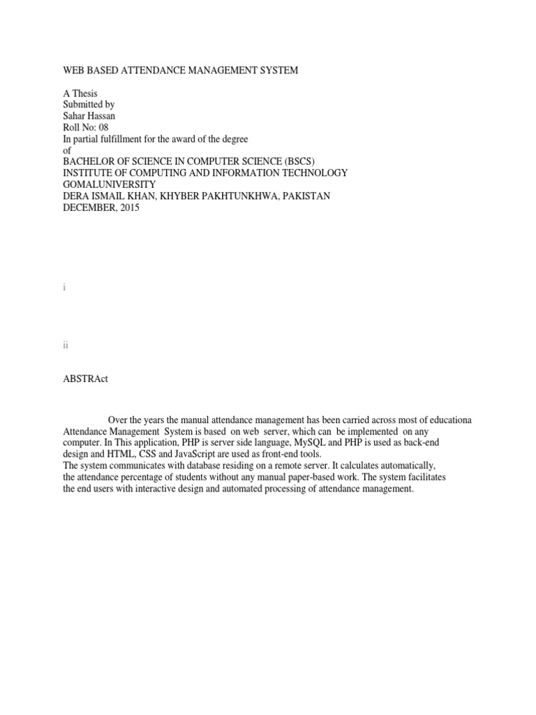 Web Based Attendance Management System | PDF | Bootstrap (Front End Framework) | Php