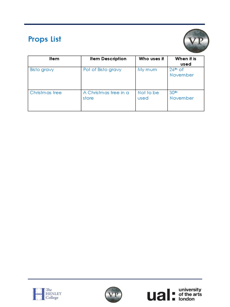 Props List 2 | PDF | Christmas
