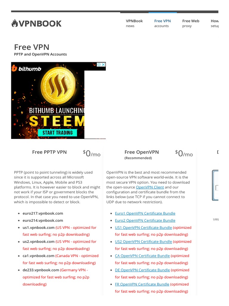 Free VPN Accounts - 100% Free PPTP and OpenVPN Service | PDF