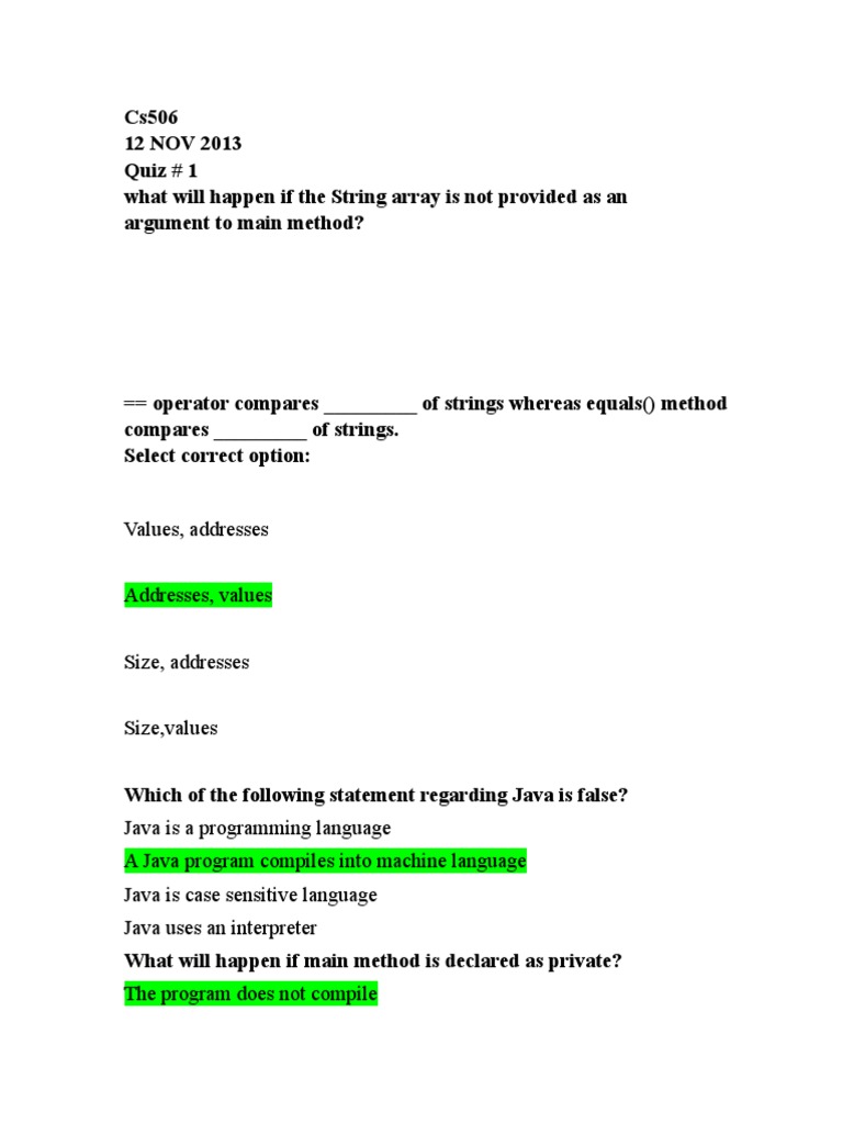 Cs 506 | PDF | Java (Programming Language) | Method (Computer Programming)