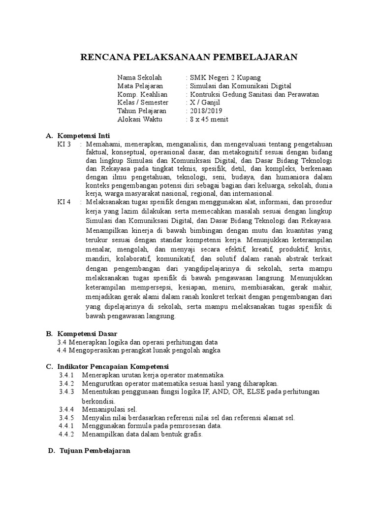 RPP KD 4 Simkomdig Dpib | PDF
