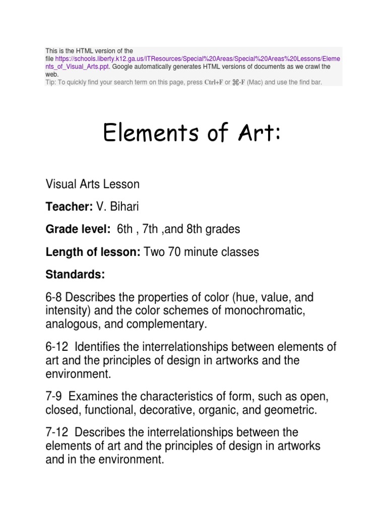 Elements of Arts | PDF | Hue | Color