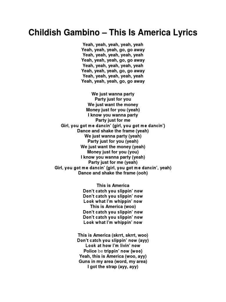 This Is America Lyrics Analysis | PDF | Leisure