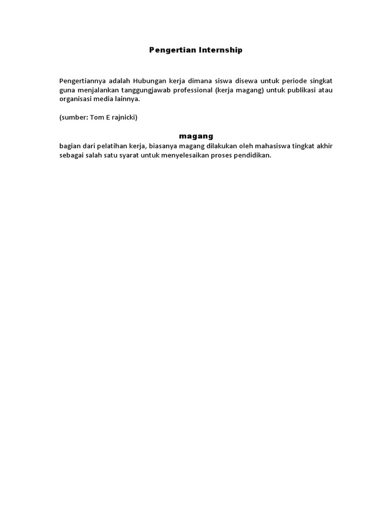Pengertian Internship | PDF