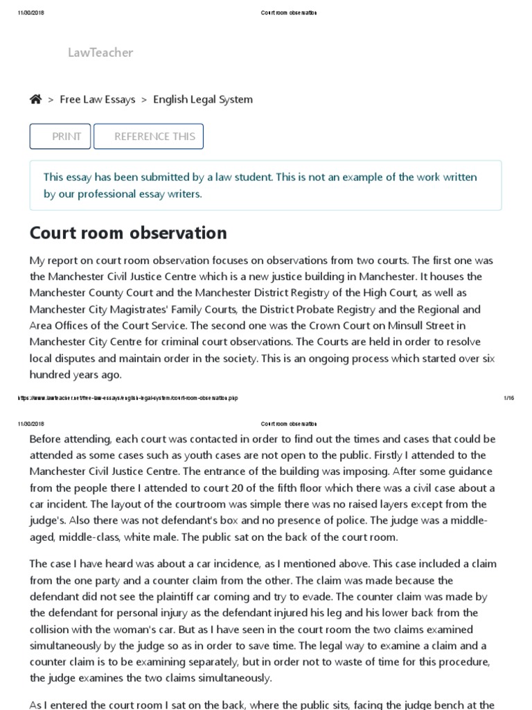 Court Room Observation | PDF | Courtroom | Jury Trial