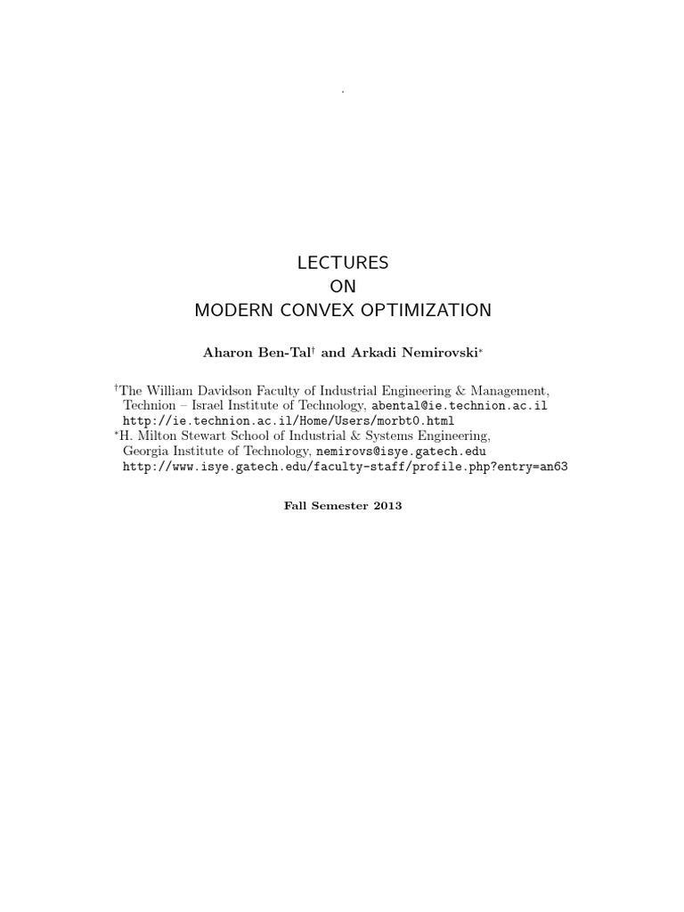 Lect ModConvOpt | PDF | Mathematical Optimization | Linear Subspace