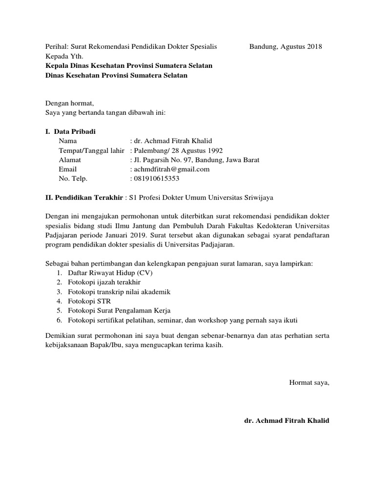 Surat Permohonan Rekom | PDF