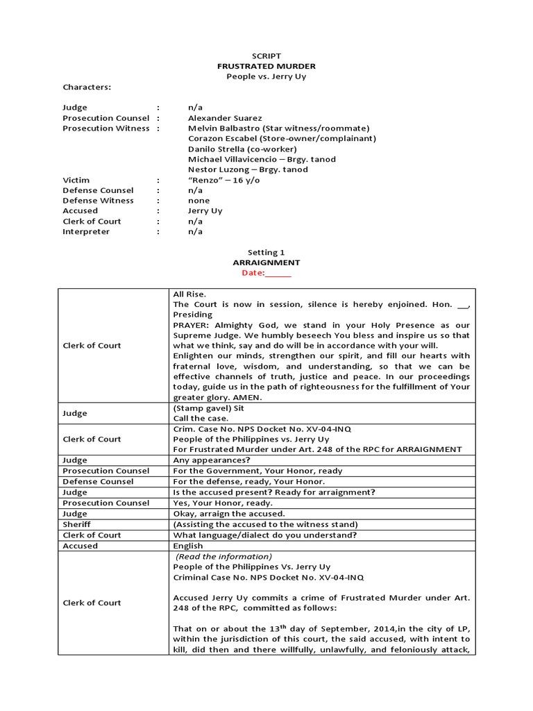 Script Practice Court 2 | PDF | Plea | Affidavit