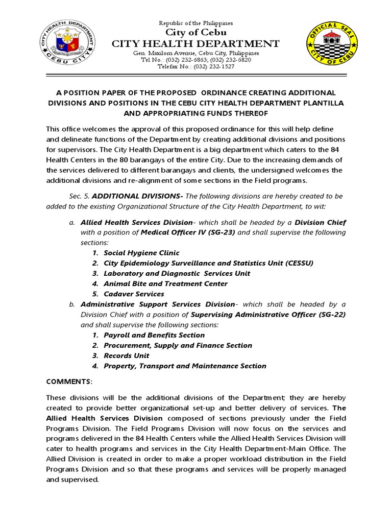 Position Paper Sample | PDF | Health Care | Business