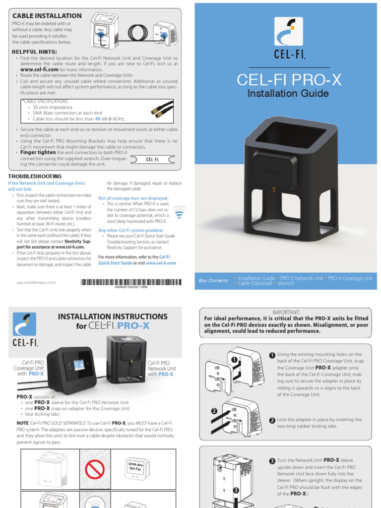 Cel-Fi Pro-X: Installation Guide | PDF | Electrical Connector | Cable ...