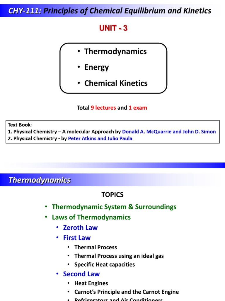 CHY 111 Thermo Lecture 1 | PDF | Thermodynamics | Thermodynamic Equilibrium