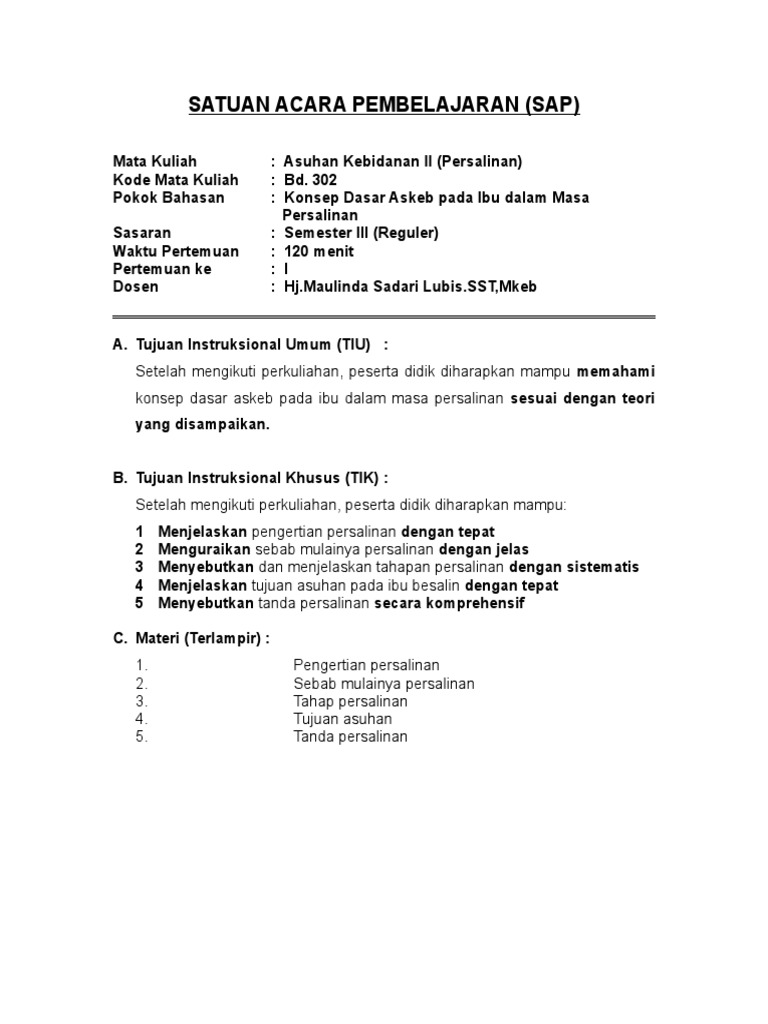 Contoh Sap | PDF | Kesehatan Holistik