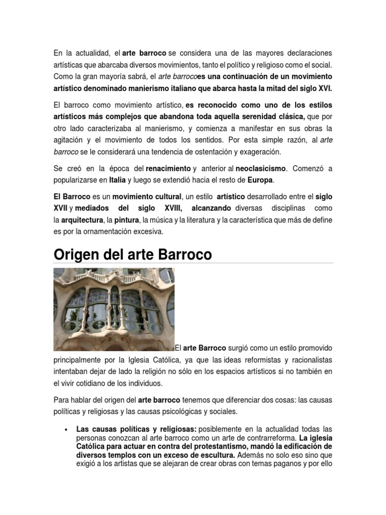 El Arte Barroco | PDF | Barroco | Pinturas