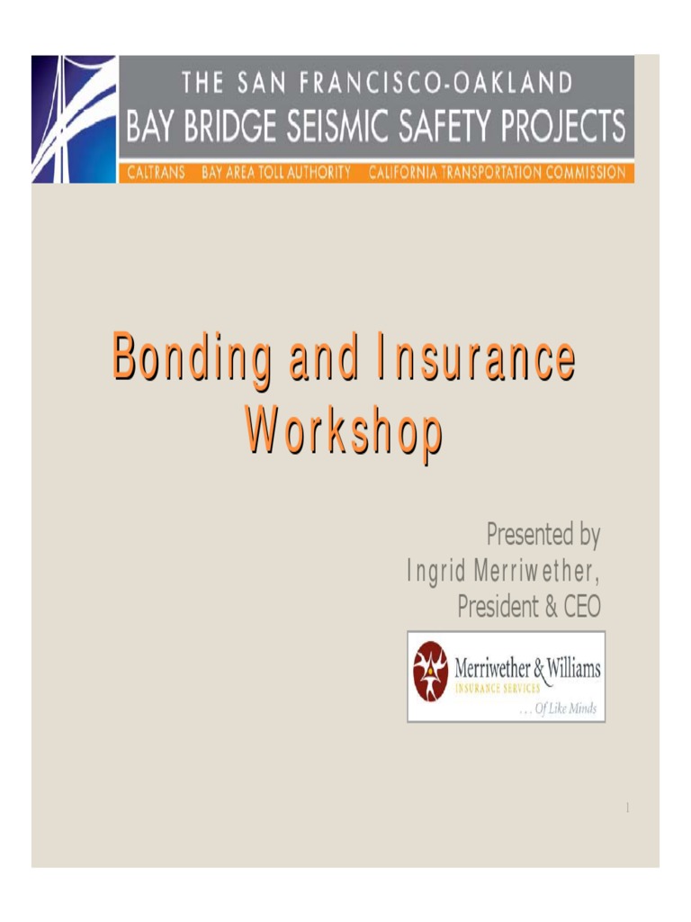 Bonding and Insurance Workshop | PDF | Surety Bond | Professional ...