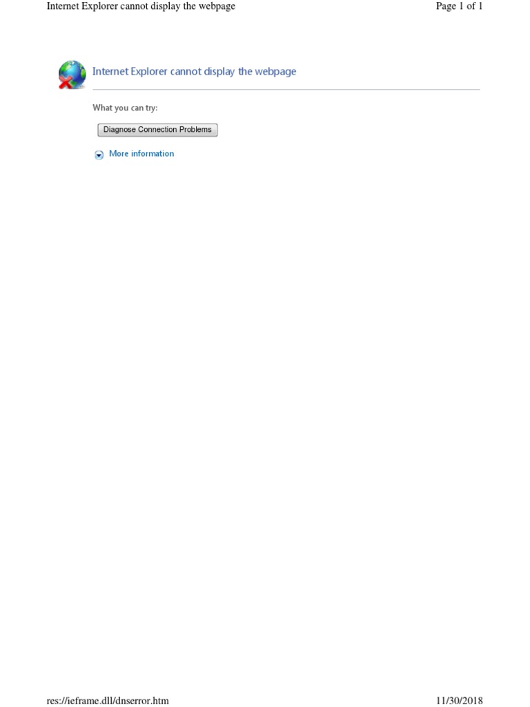 Internet Explorer Cannot Display The Webpage: What You Can Try | PDF
