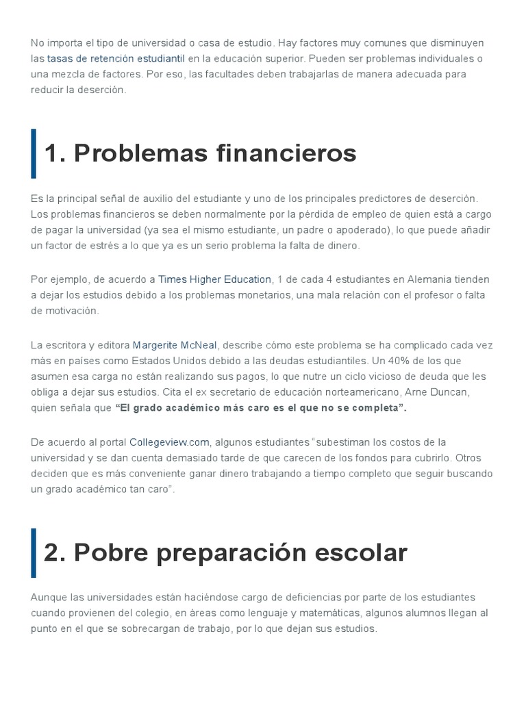 8 Causas de Deserción Estudiantil en La Educación Superior | Maestros ...