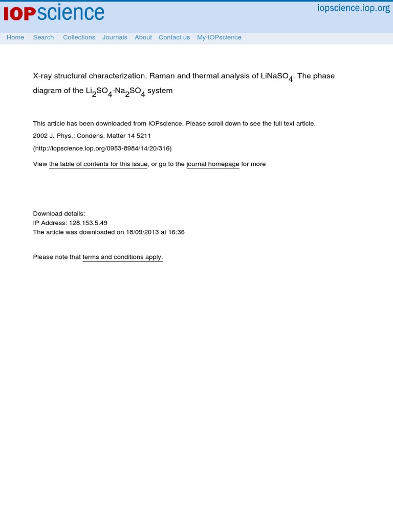 Li2 (SO) 4 Na2SO4 | PDF | Cristalografía de rayos X | Espectroscopía Raman