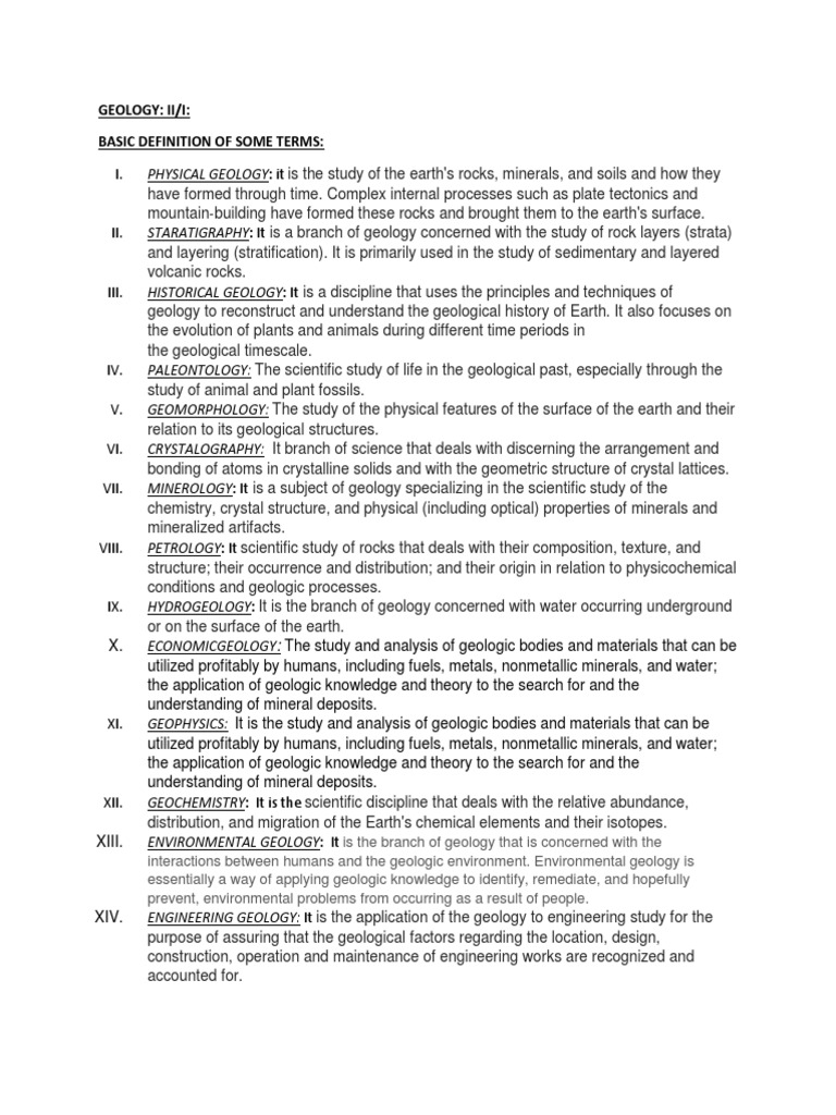 Geology: Ii/I: Basic Definition of Some Terms | PDF | Geology ...