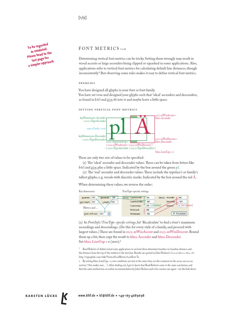 FontMetrics KLTF | PDF | Typefaces | Application Software