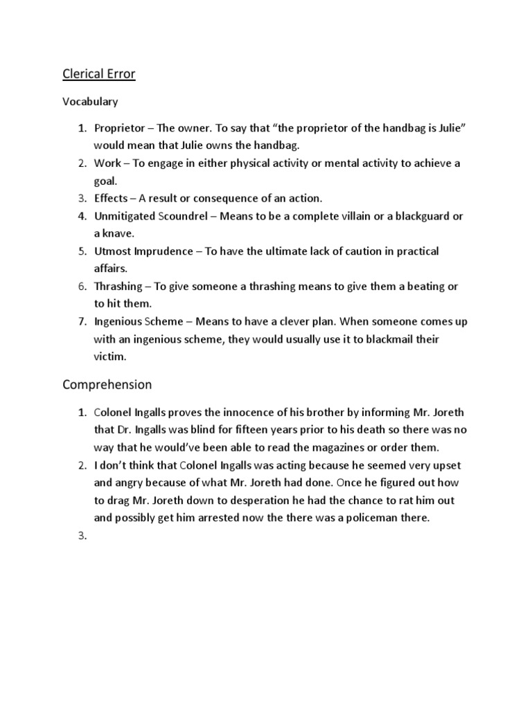 Clerical Error | PDF