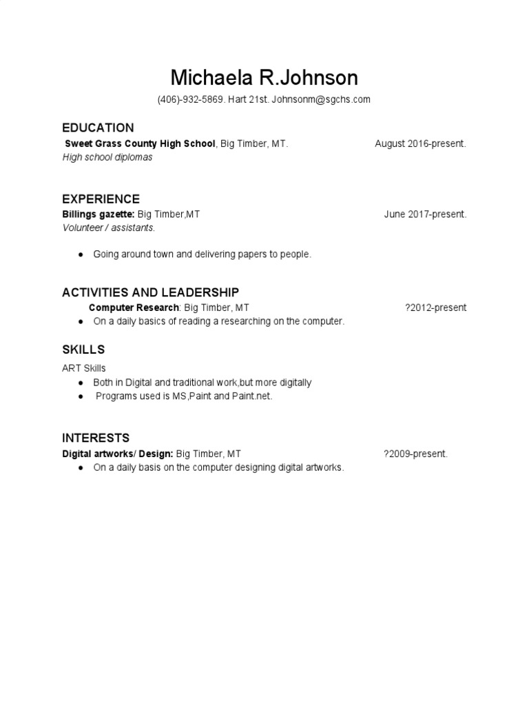 Michaela Johnson - Resume Template | PDF