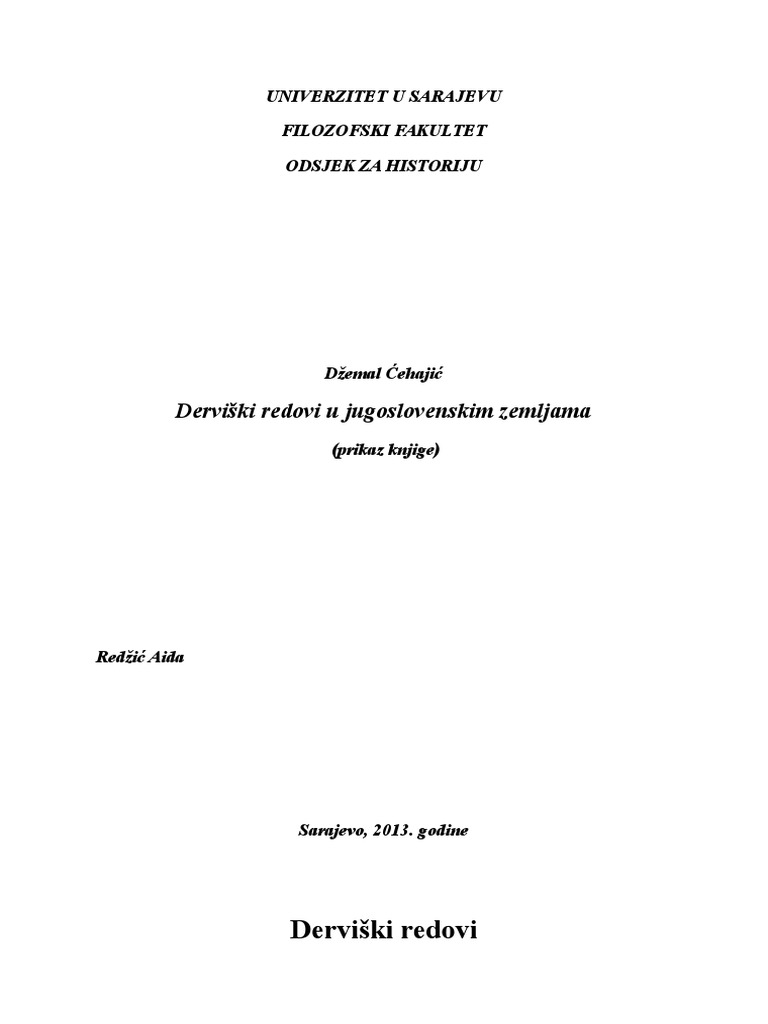 Derviški Redovi U Bosni | PDF