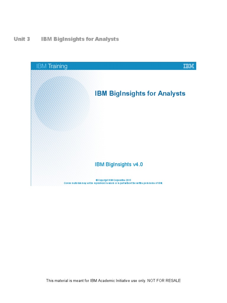 Ibm Big Insights For Analysts | PDF | Apache Hadoop | Sql
