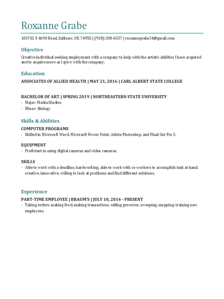 Roxanne Grabe Resume | PDF